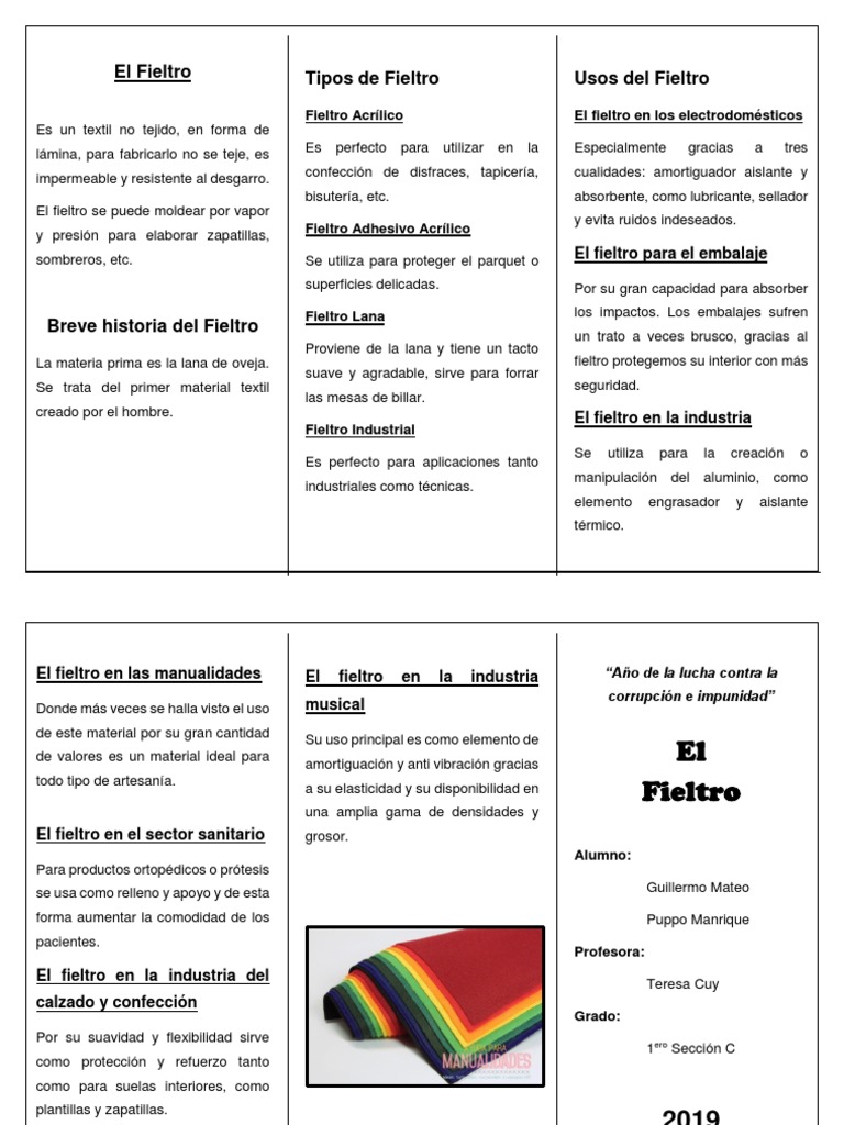 Usos y Tipos de Fieltro Textil | PDF | Aislamiento térmico | Tela no tejida