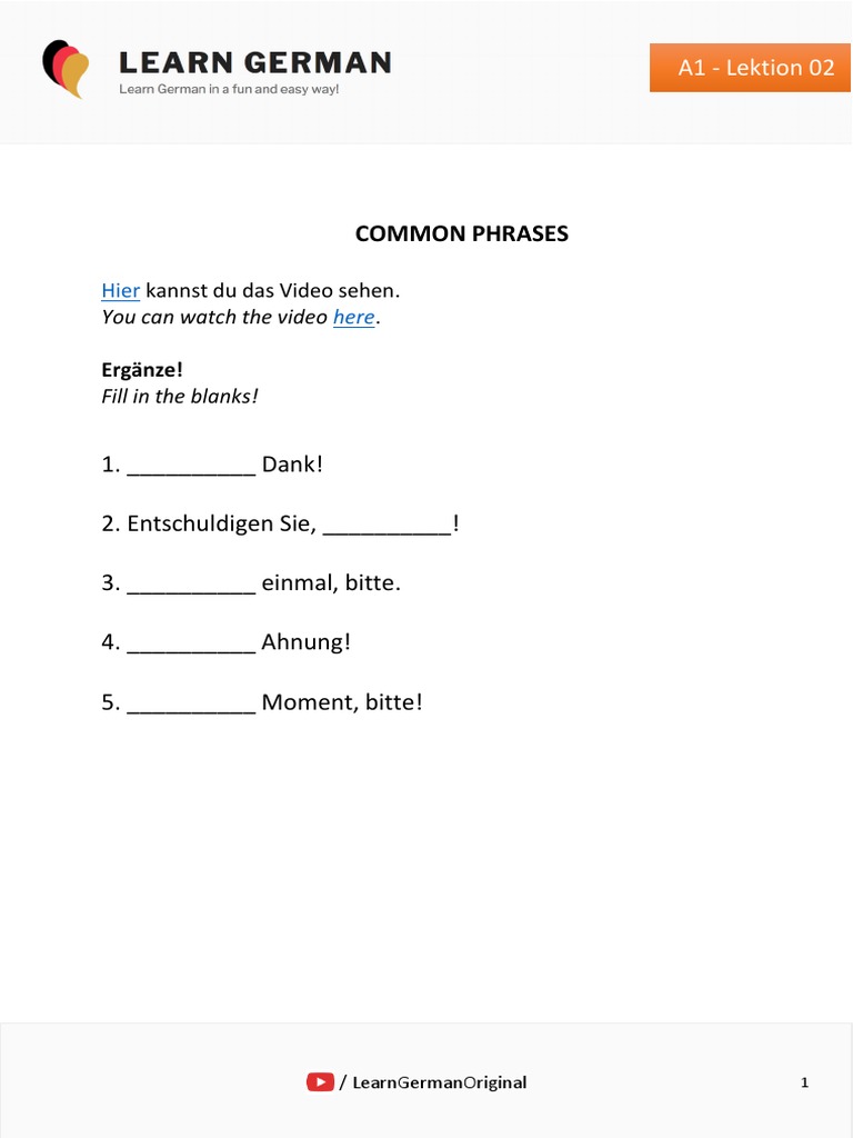 A1 - Lesson 2 - Common Phrases | PDF