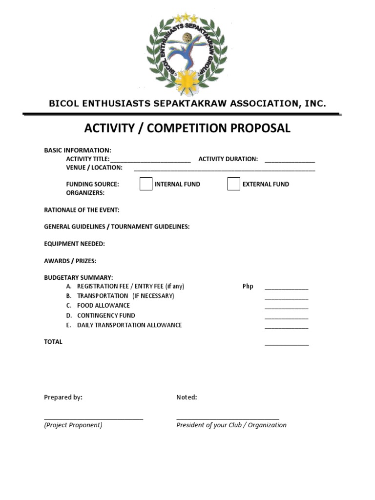 Sepaktakraw Competition Proposal Template | PDF