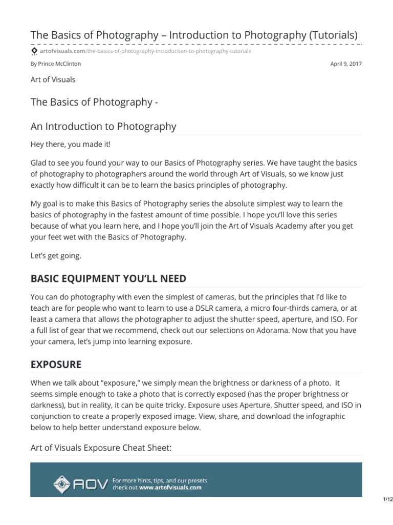 The Basics of Photography Introduction To Photography Tutorials ...
