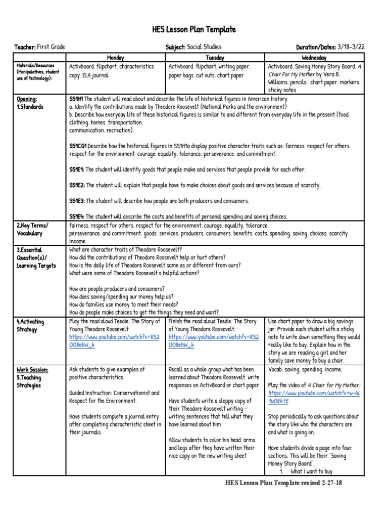 Ss Mar 18-22 | Download Free PDF | Theodore Roosevelt | Lesson Plan