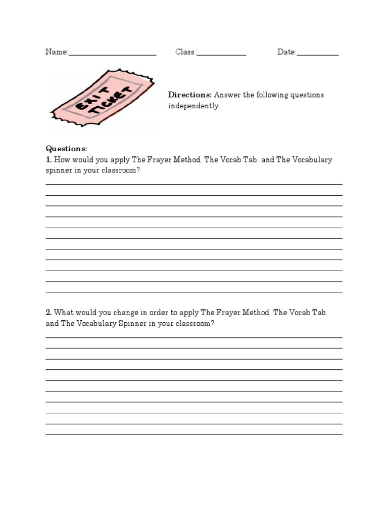 Exit Ticket - Vocabulary Instruction PDF | PDF