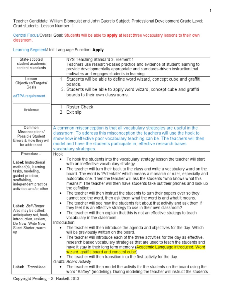 Vocabulary Professional Development Lesson | PDF | Vocabulary ...