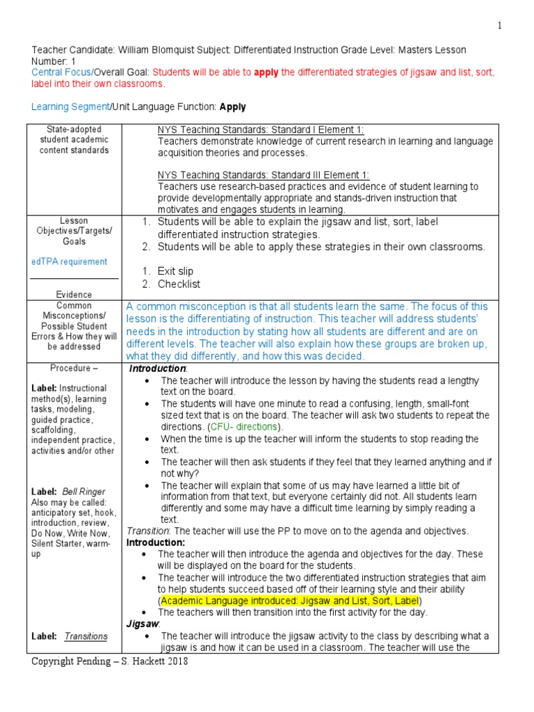 Differentiated Instruction Professional Development Lesson | PDF ...