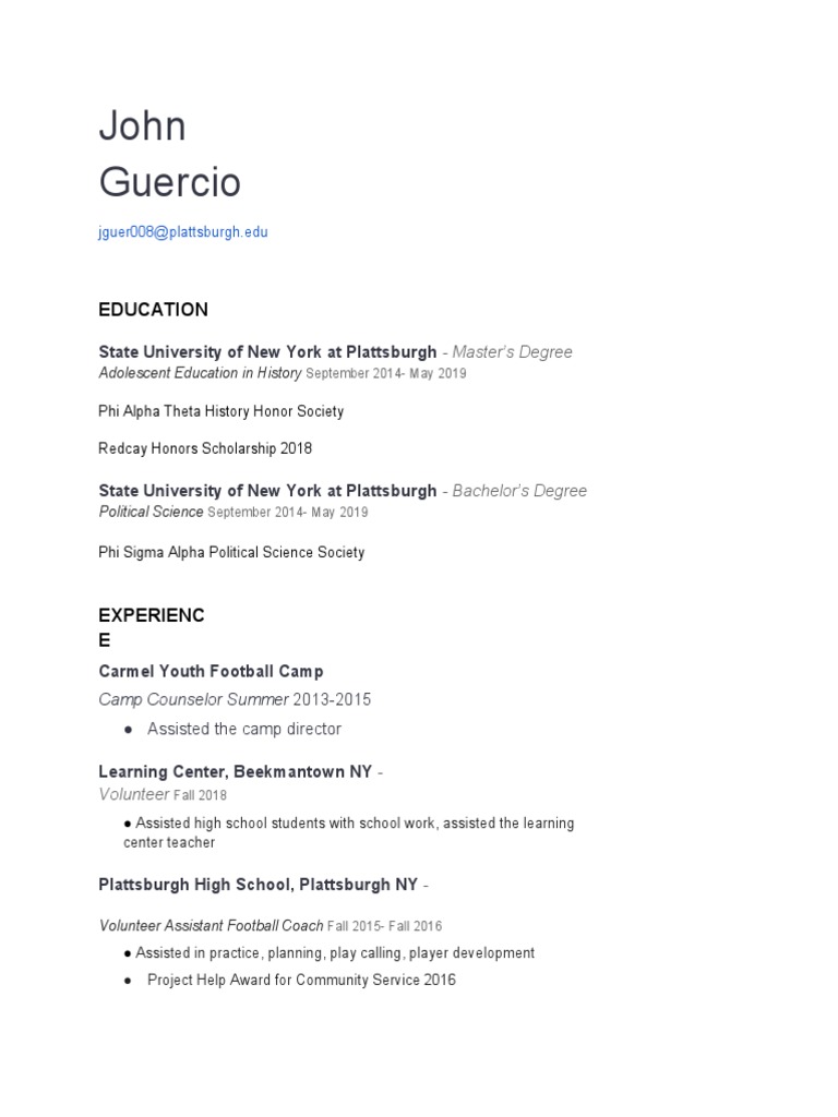 John Guercio: Education & Experience Summary | PDF