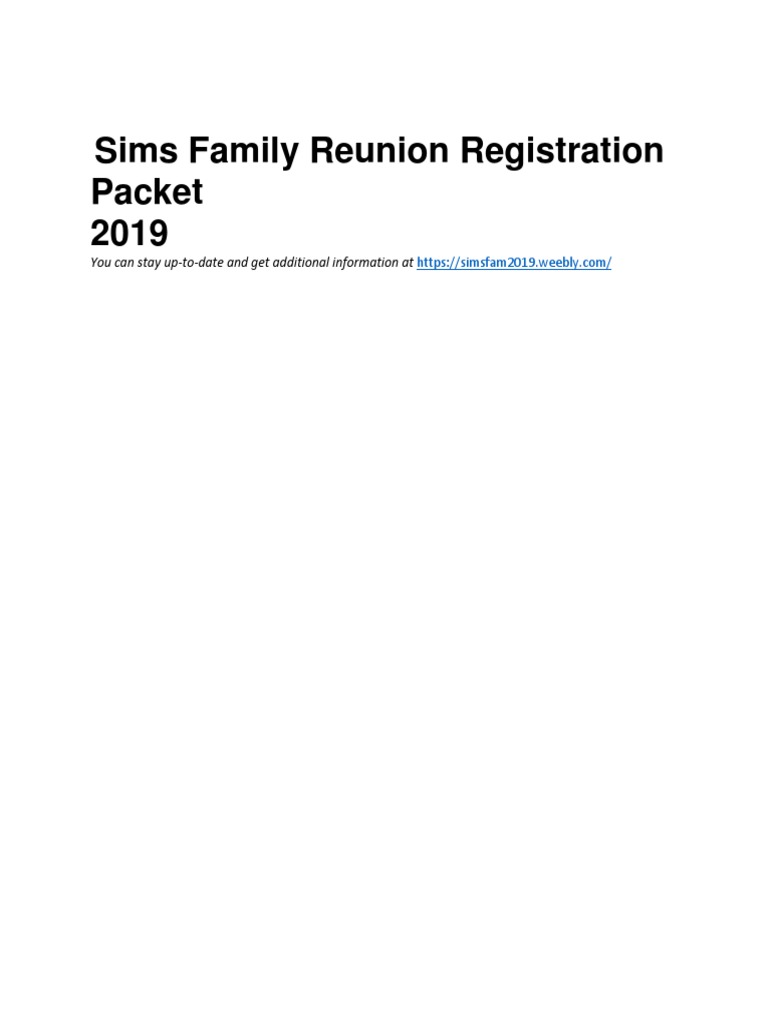 Sims Family Reunion Registration Packet | PDF | Washington | Alexandria