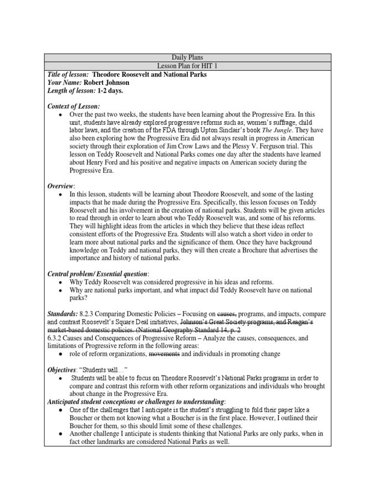 Teddy Roosevelt's National Parks Lesson | PDF | Progressive Era ...