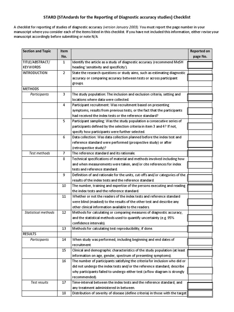 Issm Stard Checklist | PDF | Accuracy And Precision | Statistics