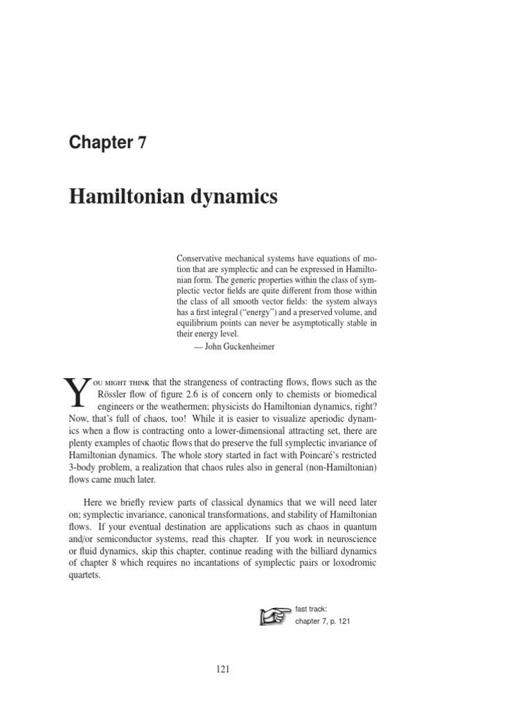 Hamiltonian Dynamics: Fast Track: Chapter 7, P. 121 | PDF | Hamiltonian Mechanics | Dynamical System
