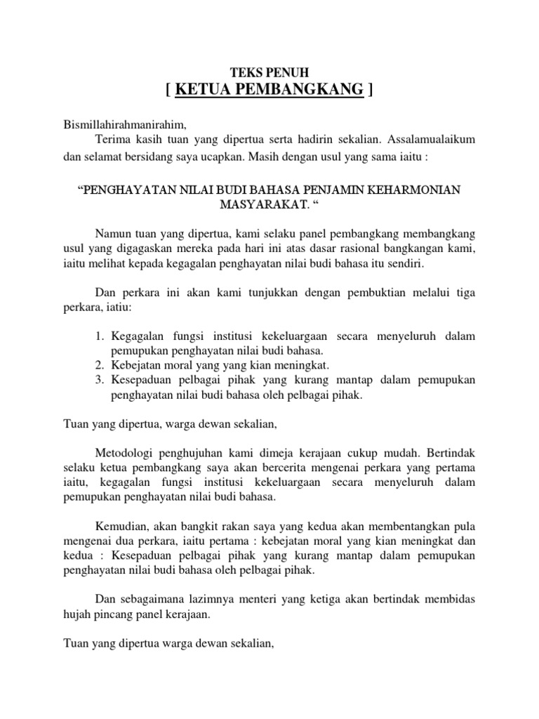 Teks Penuh Ketua Pembangkang | PDF