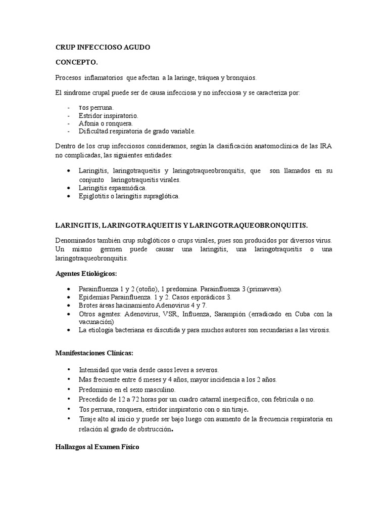 Crup Infeccioso Agudo1 | PDF | Tos | Enfermedades respiratorias
