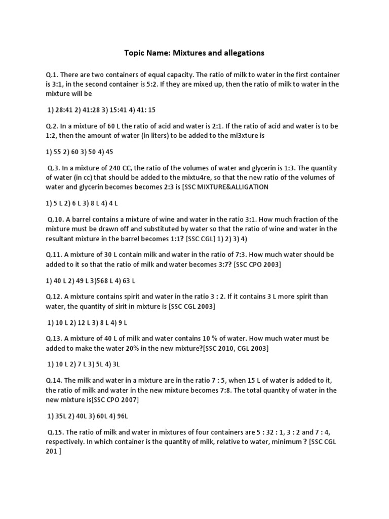 Mixtures and Allegations | PDF | Ratio | Alloy