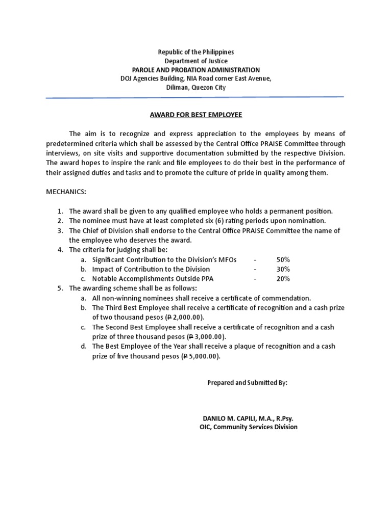 Best Employee Award | PDF