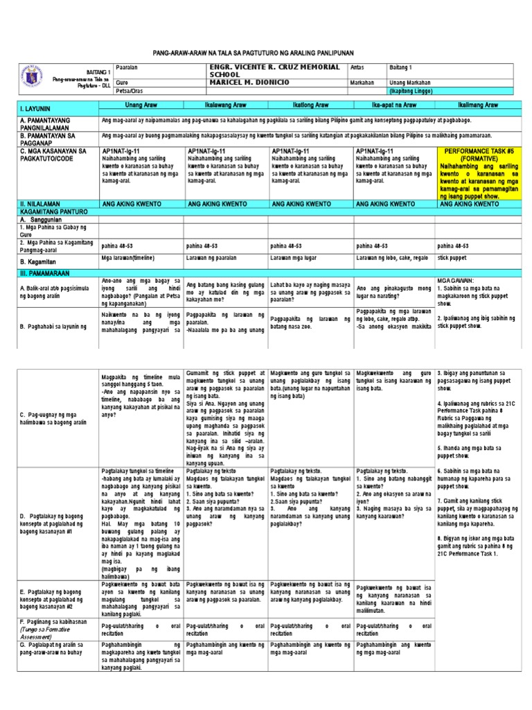 Ap1 DLL Quarter1 Week 7 | PDF