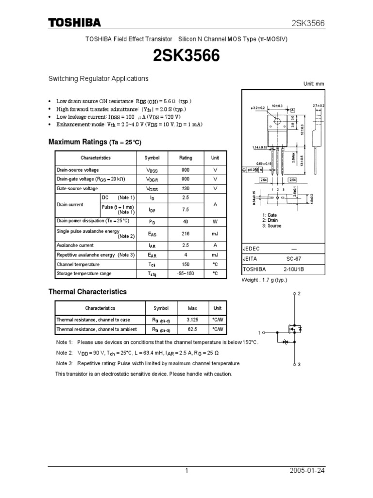 2SK3566 PDF | PDF | Field Effect Transistor | Reliability Engineering