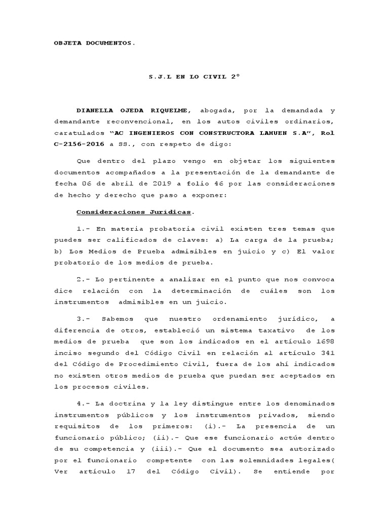 Objeta Documentos Versión Final-Lahuen | PDF | Evidencia (ley) | Caso de ley