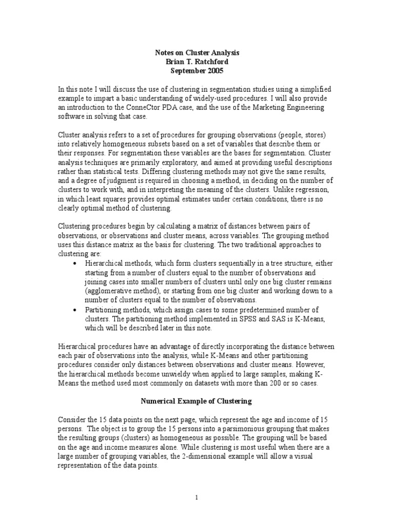 Notes On Cluster Analysis | PDF | Cluster Analysis | Regression Analysis