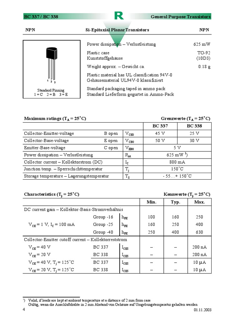 bc337 338 | PDF | Bipolar Junction Transistor | Semiconductors