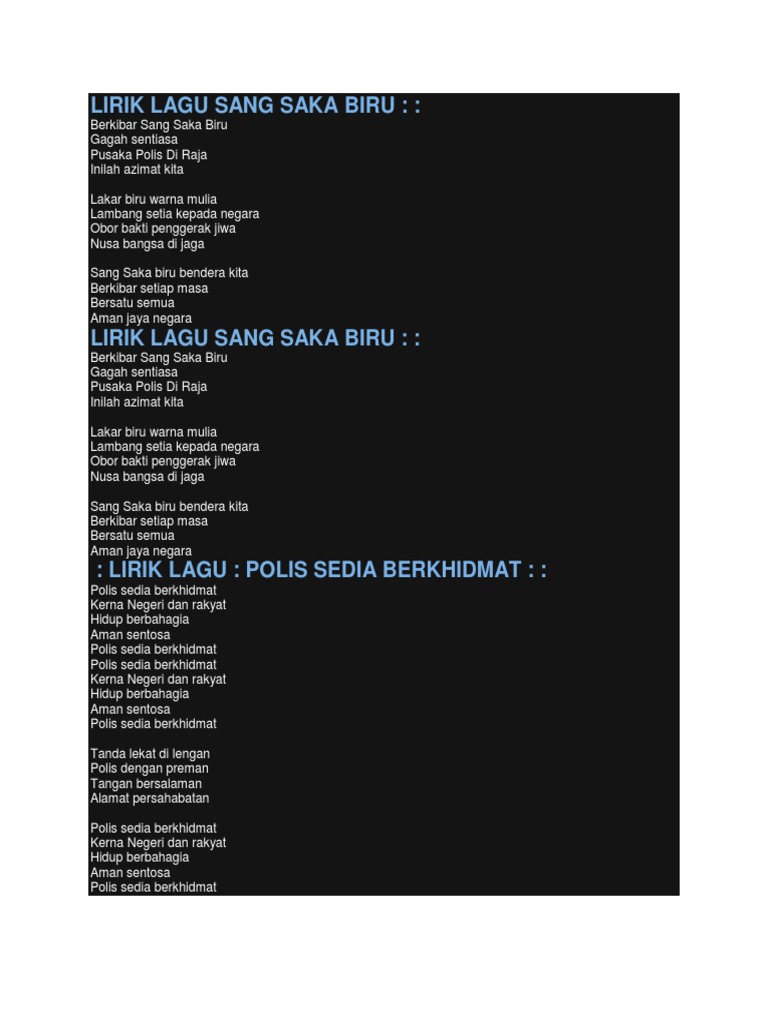 Lirik Lagu Sang Saka Biru | PDF