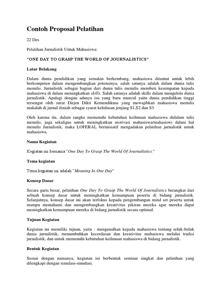 Contoh Proposal Pelatihan | PDF