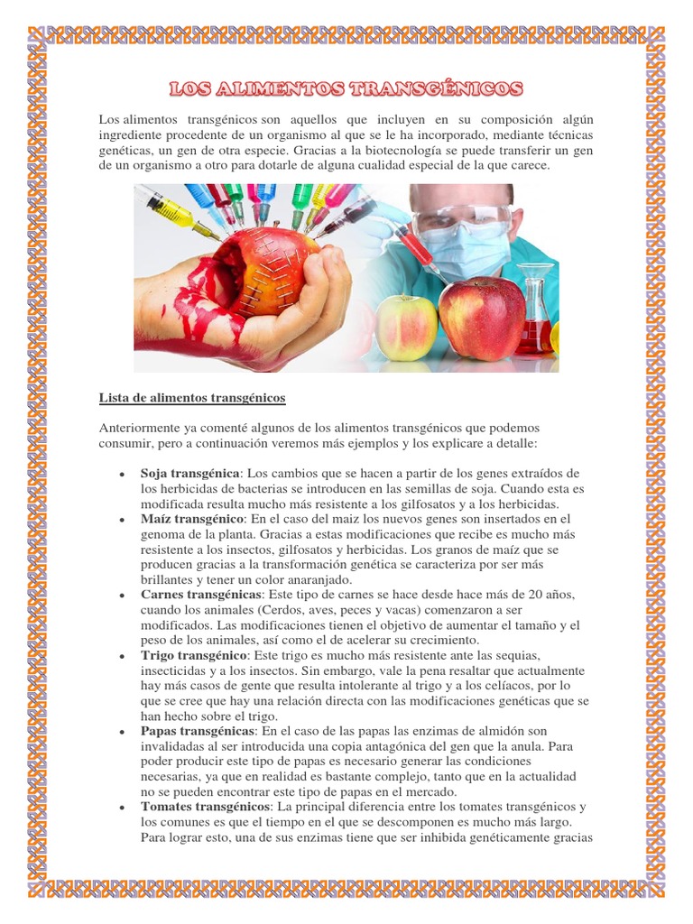 Los Alimentos Transgénicos | PDF | Organismo genéticamente modificado ...