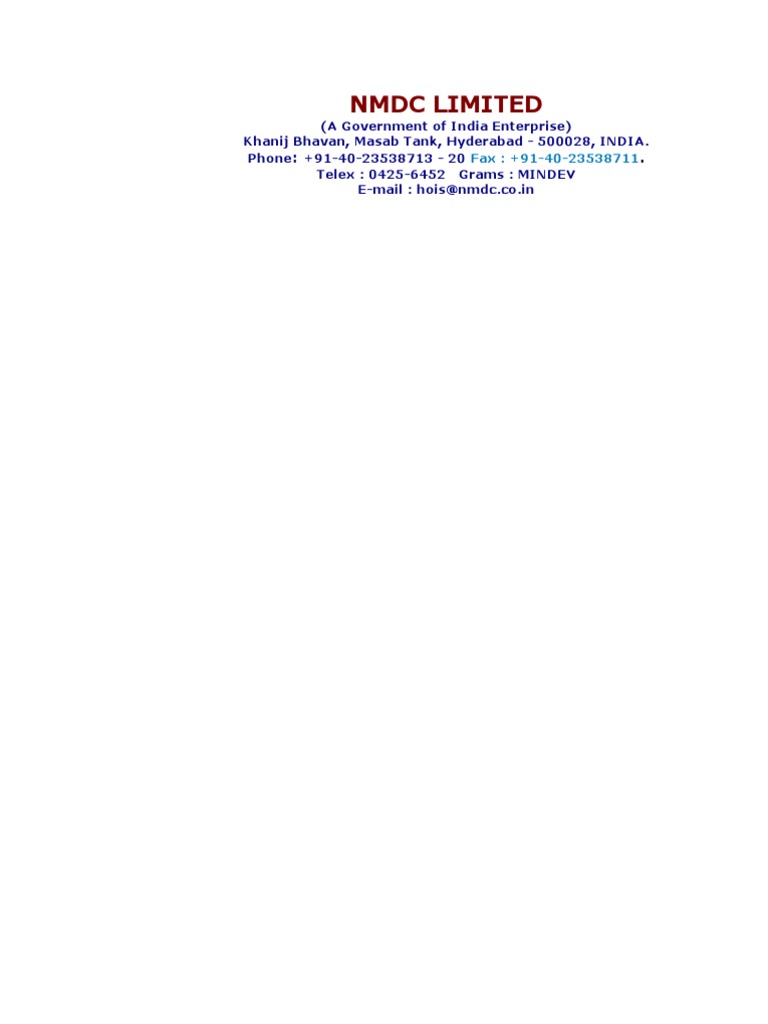 NMDC Limited: India's Iron Ore Leader | PDF | Minerals | Natural Materials