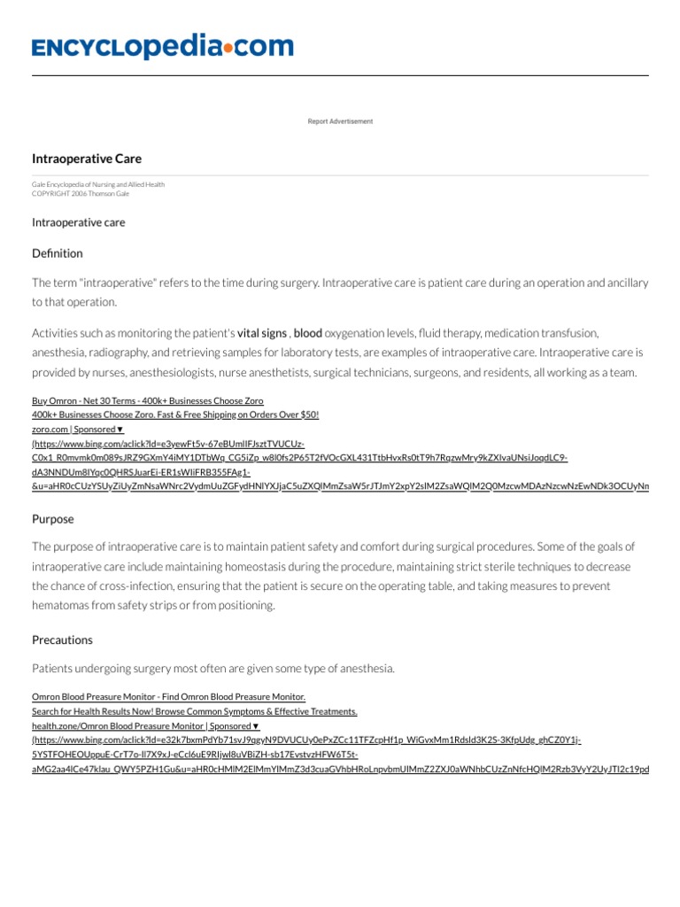 Intraoperative Care PDF | PDF | Surgery | Anesthesia