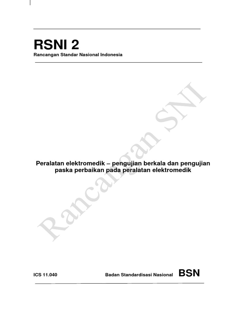RSNI-2-Pengujian Kembali Setelah Perbaikan (IEC 62353) PDF | PDF