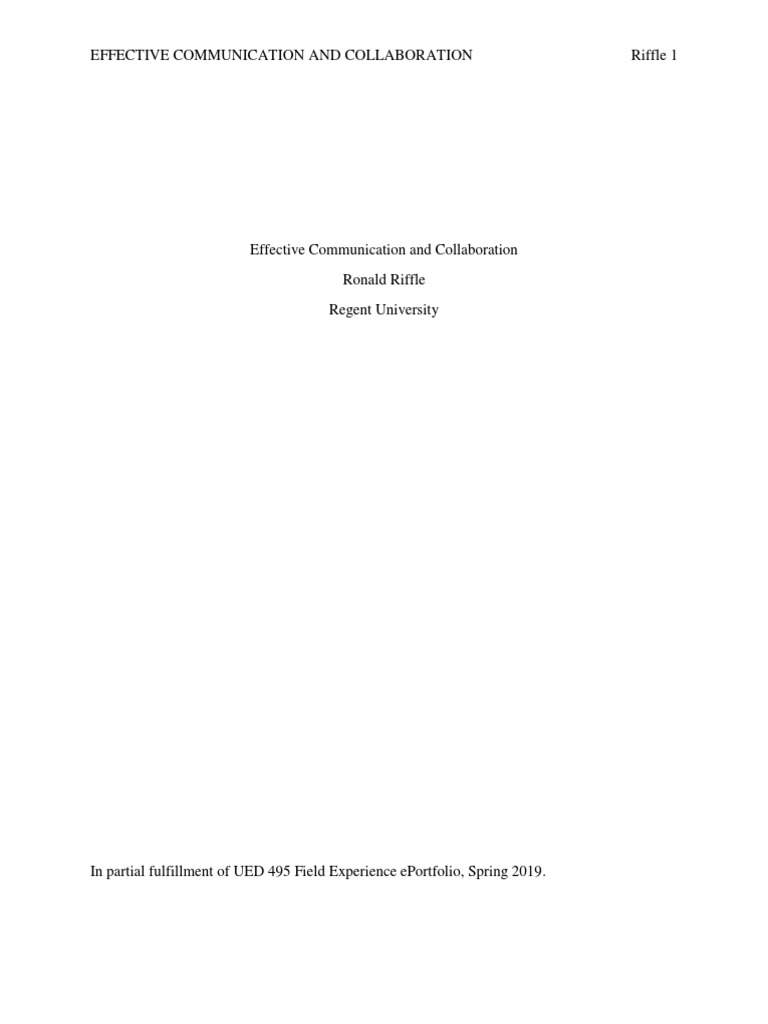 Ued 495-496 Riffle Ronald Effective Communication and Collaboration ...