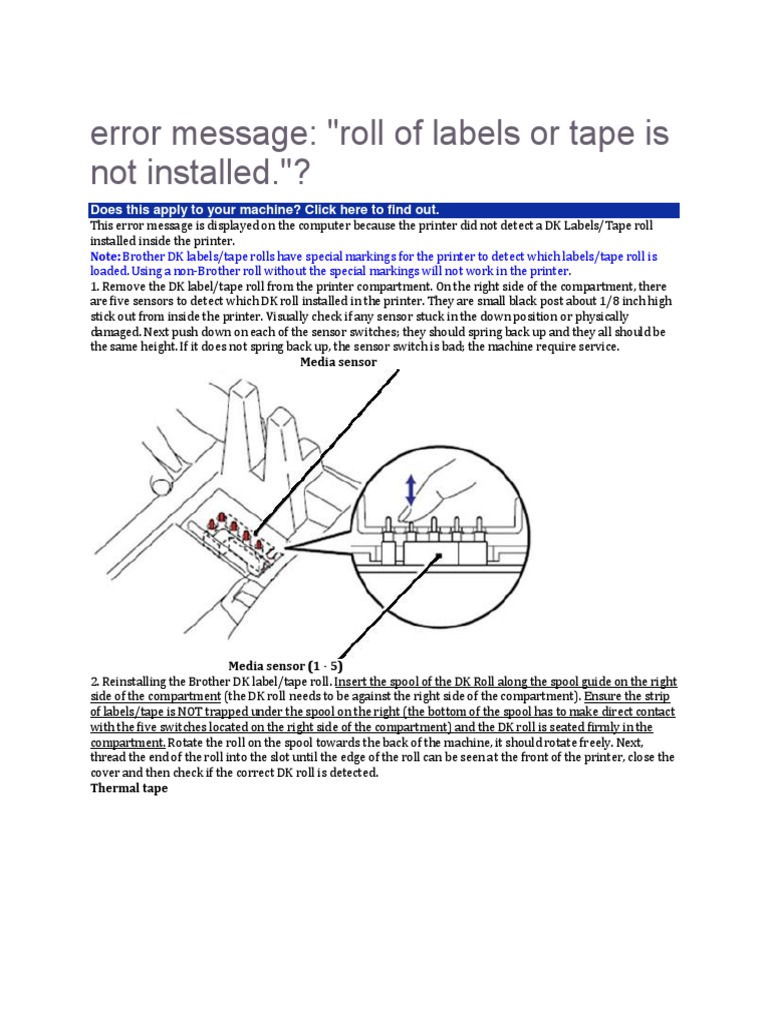 Fix Printer Error: DK Labels Not Detected | PDF | Computers