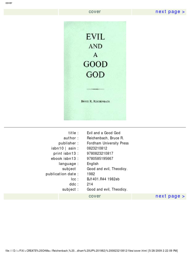 Bruce Reichenbach - Evil and A Good God (1993) PDF | PDF | Problem Of ...