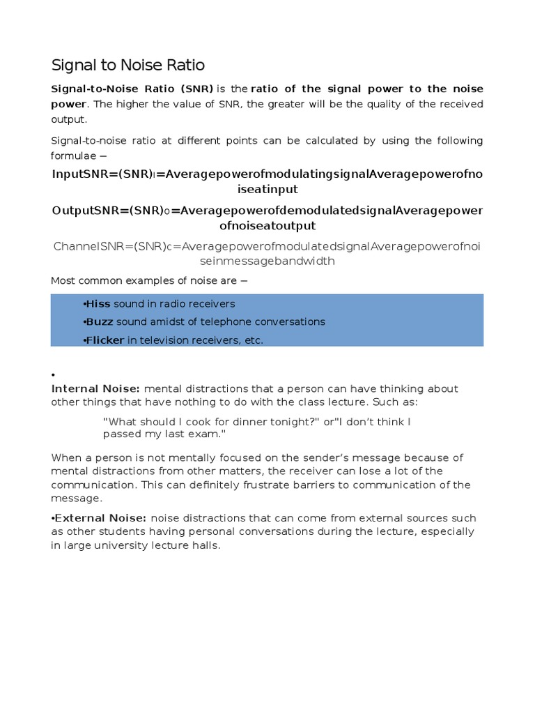 Understanding Signal-to-Noise Ratio | PDF | Foreign Language Studies ...
