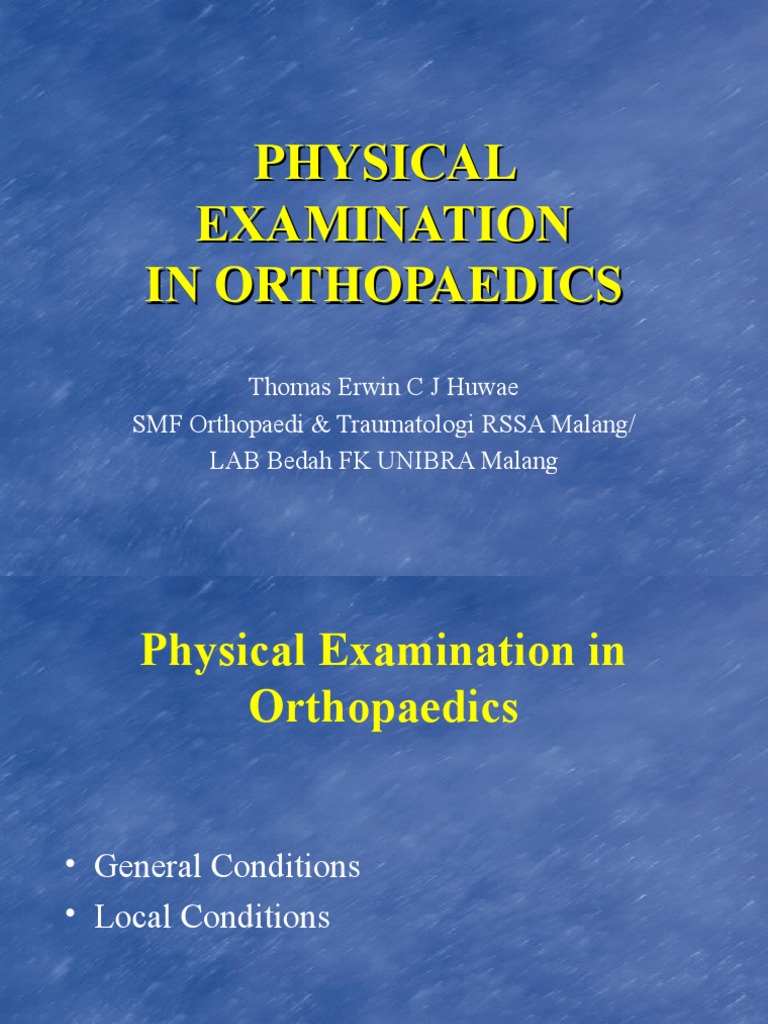 Orthopaedic Physical Examination Guide | PDF | Anatomical Terms Of ...