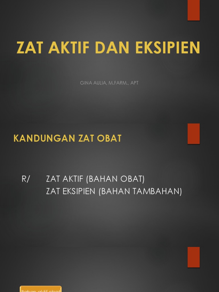 Zat Aktif Dan Eksipien 2019 PDF | PDF