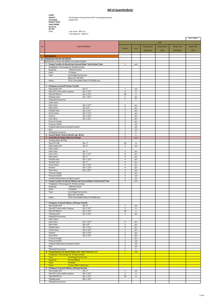 BOQ Mechanical | PDF | Tools | Chemical Engineering