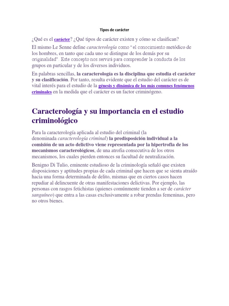 Tipos de Carácter | PDF | Temperamento | Sicología