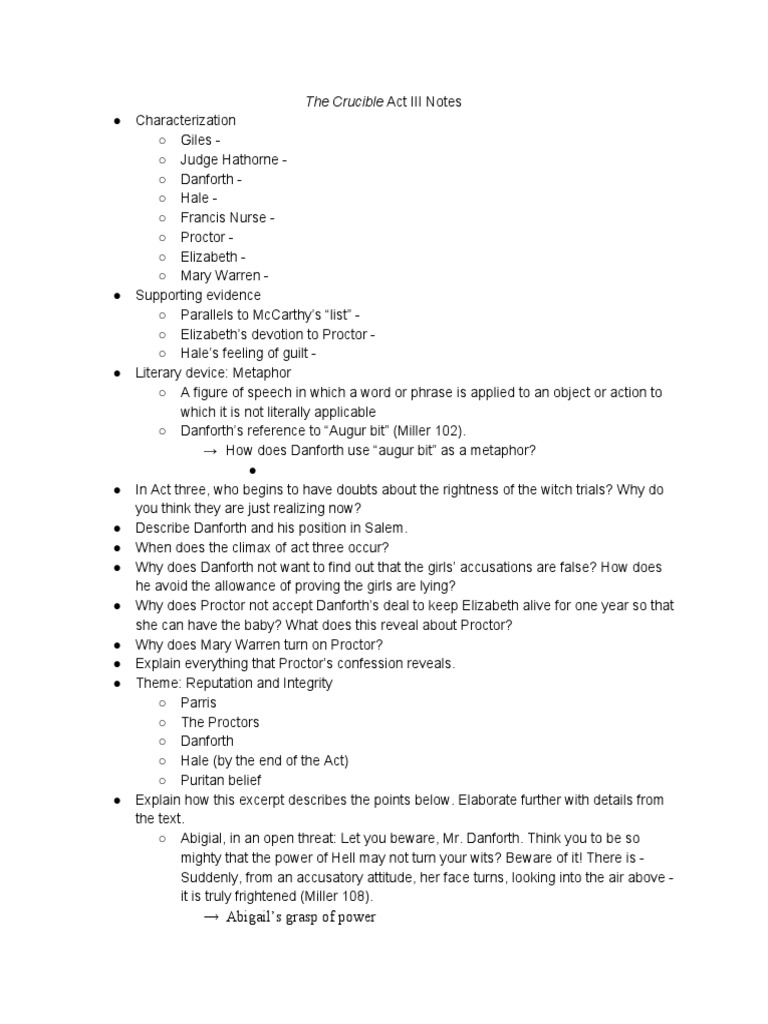 Crucible Act III Guided Notes | PDF