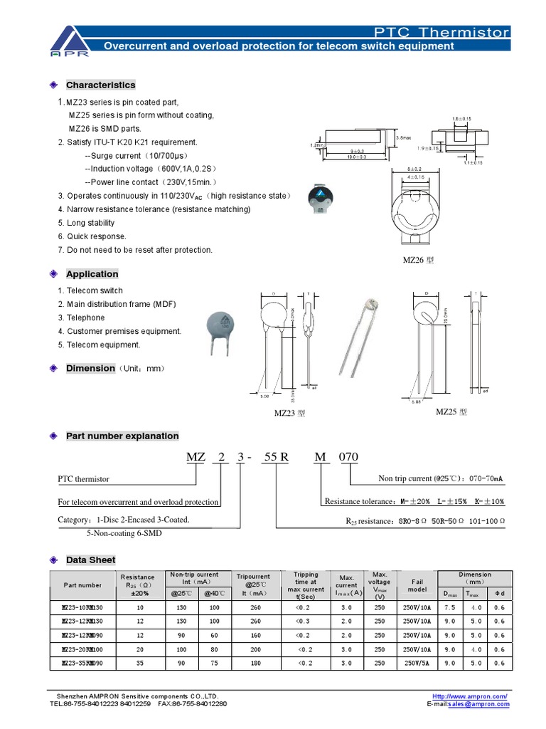PTC Thermistor | PDF | Electric Power | Electronic Engineering