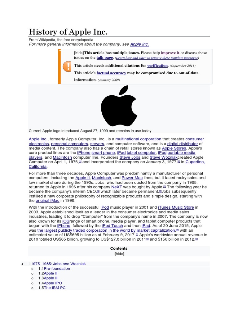 History of Apple Inc | PDF | Macintosh | Apple Inc.