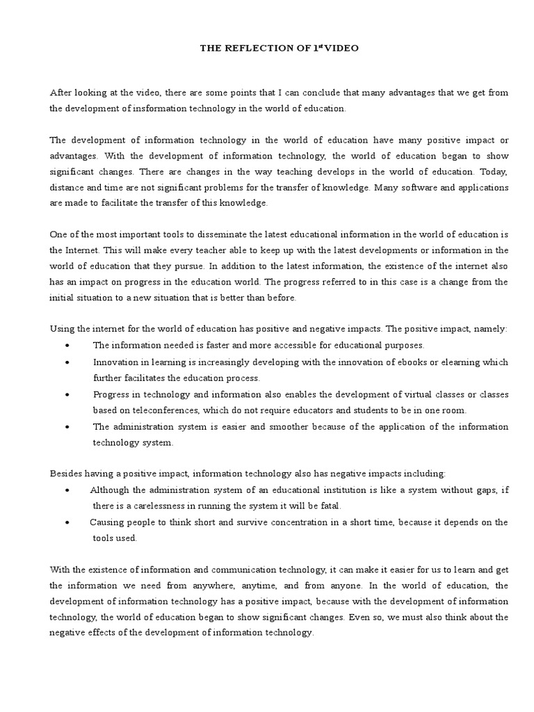 Reflection Video KB 1 | PDF | Behavior Modification | Cognitive Science