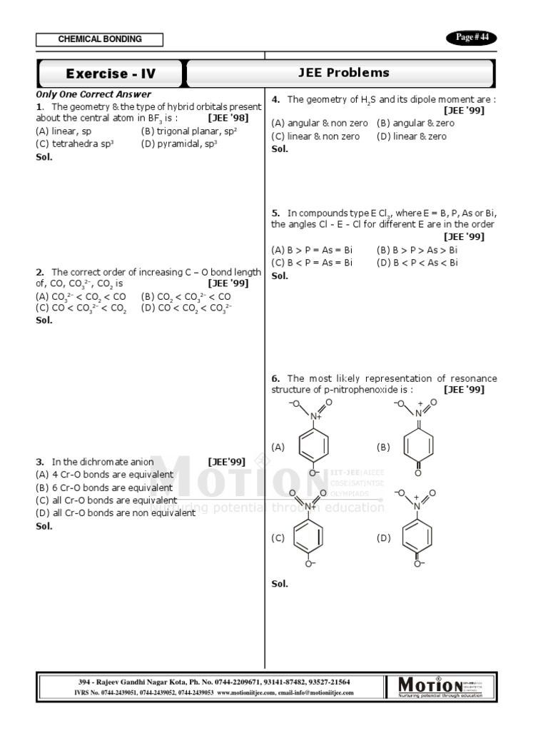 Chemical Bonding Problems | PDF | Covalent Bond | Acid