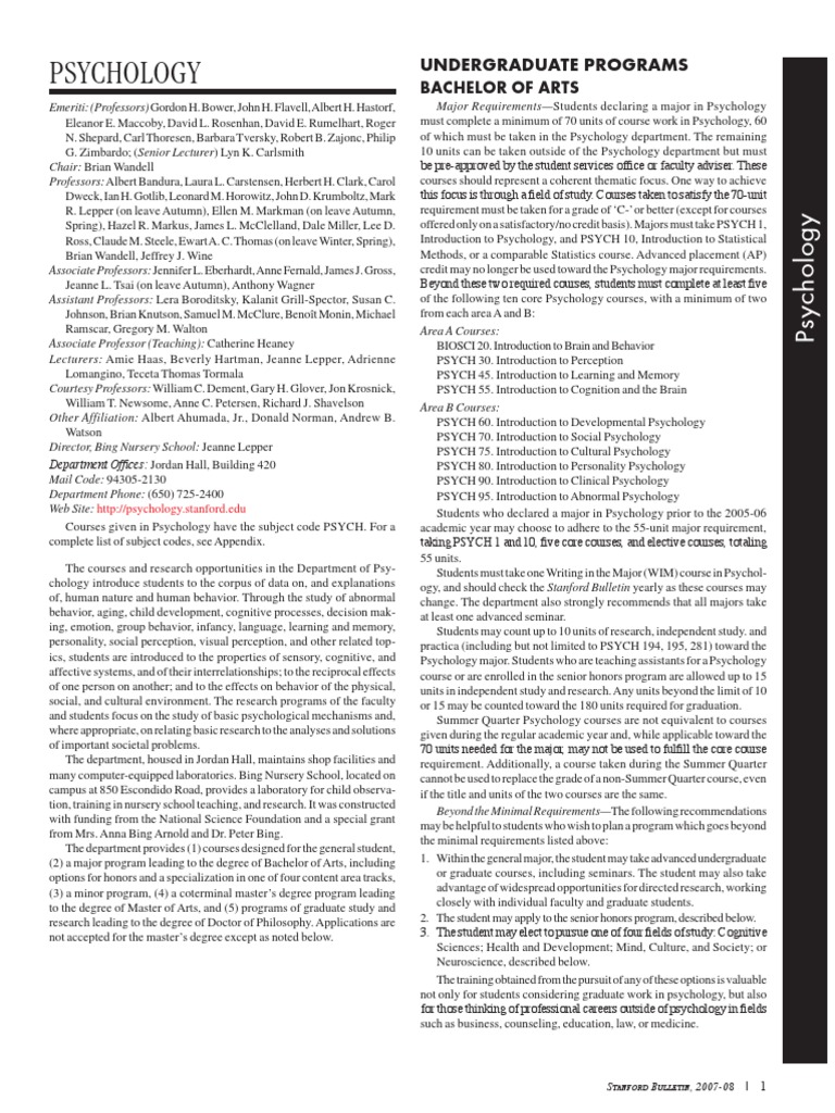 Psychology: Undergraduate Programs | PDF | Graduate School | Thesis