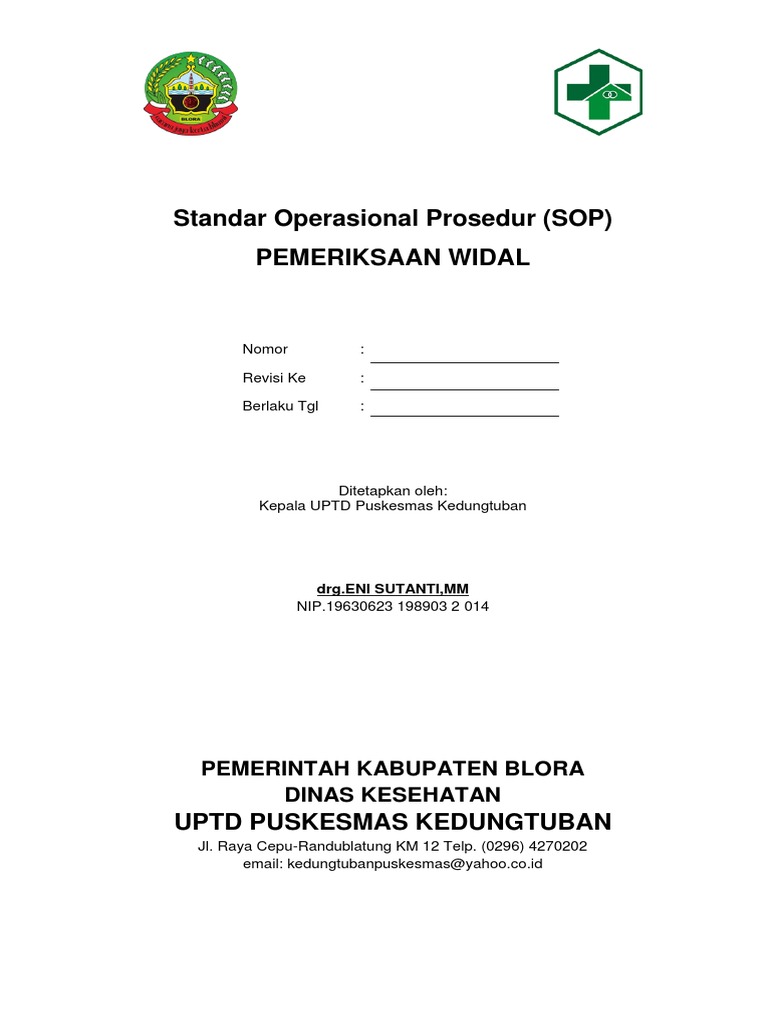 SOP Pemeriksaan Widal di Puskesmas | PDF | Kesehatan Holistik | Sains ...