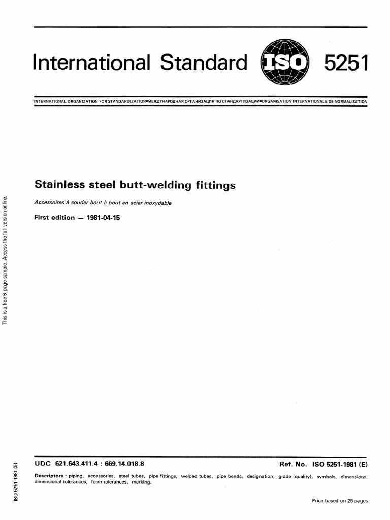 Iso 5251 | PDF | Pipe (Fluid Conveyance) | International Organization ...