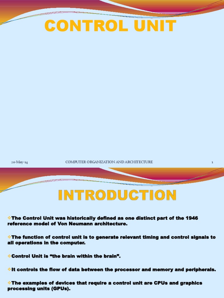 Control Unit: 1 Computer Organization and Architecture 20-May-14 | PDF ...