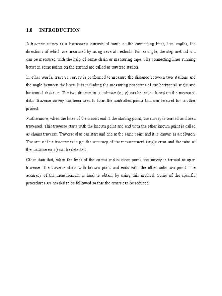 Traverse Report COMPLETE | PDF | Surveying | Measurement