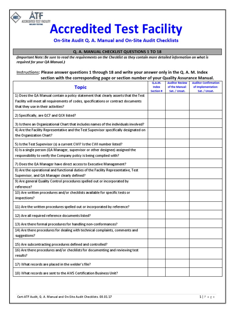 ATF Audit Checklist | PDF | Mechanical Engineering