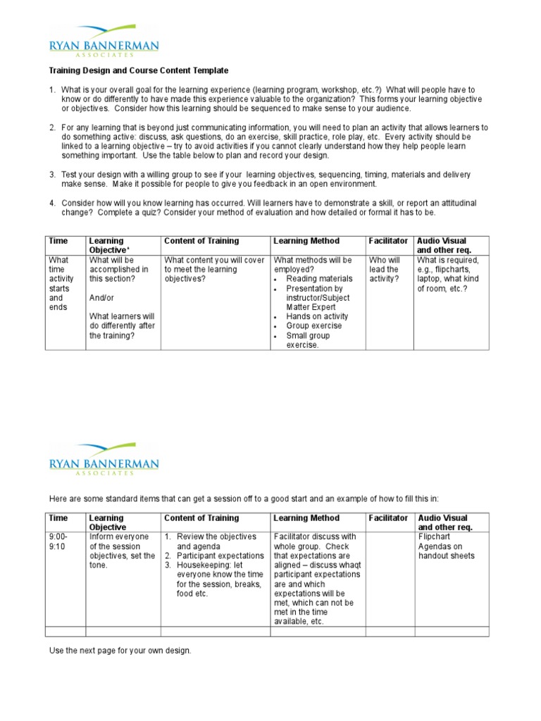 Course Content Design Template v2 | Download Free PDF | Facilitator | Goal