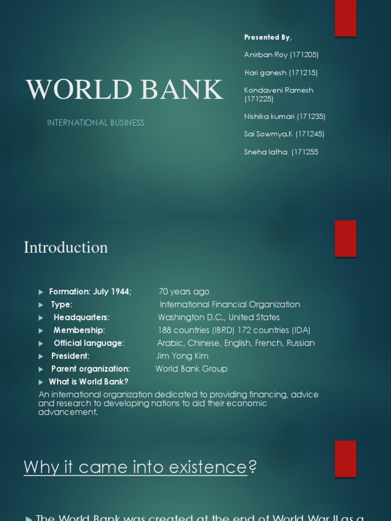 An Overview of the World Bank: Its Formation, Objectives, Functions and ...