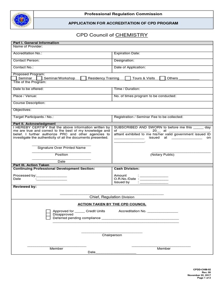 Application For Accreditation of CPD Program | PDF | Identity Document ...